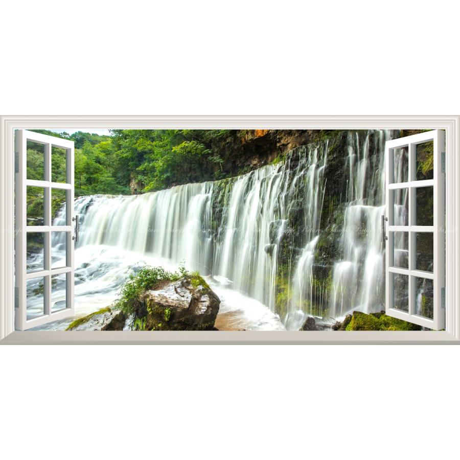 絵画風 壁紙ポスター (はがせるシール式) ウェールズの滝 イギリス 癒し 気分転換 滝 パノラマ 【窓仕様】 キャラクロ WTF ...