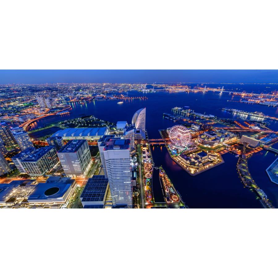 絵画風 壁紙ポスター 横浜 みなとみらい 夕暮れ夜景 MM21 風景 都市景観100選 キャラクロ YKH-103S1 (パノラマS版 1152mm×576mm) : レアルインターショップ ...