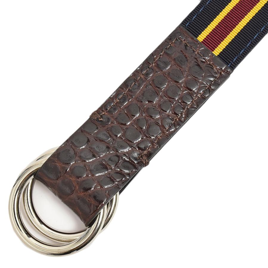 ADRIANO MENEGHETTI アドリアーノ メネゲッティ カーフ クロコ型押し ストライプ ダブルリング リボンベルト : ring - 通販 - Yahoo!ショッピング