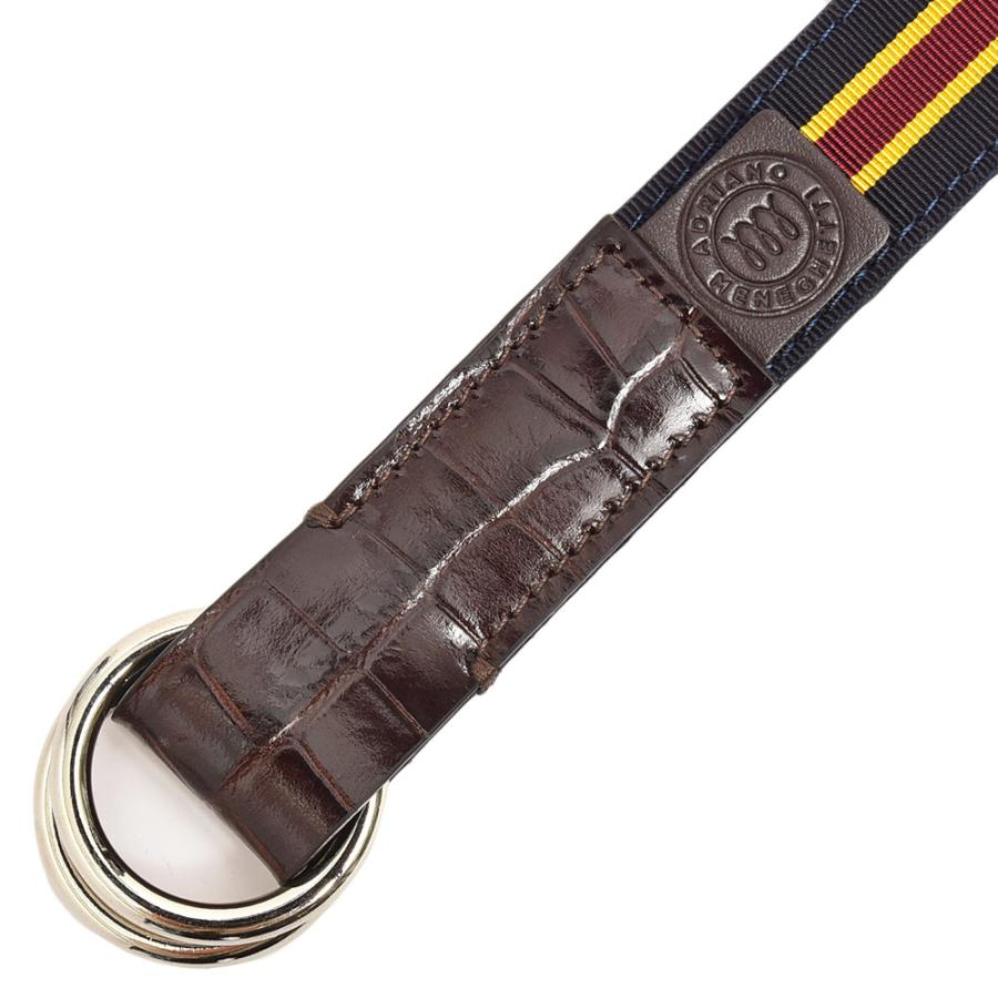 ADRIANO MENEGHETTI アドリアーノ メネゲッティ カーフ クロコ型押し ストライプ ダブルリング リボンベルト : ring - 通販 - Yahoo!ショッピング