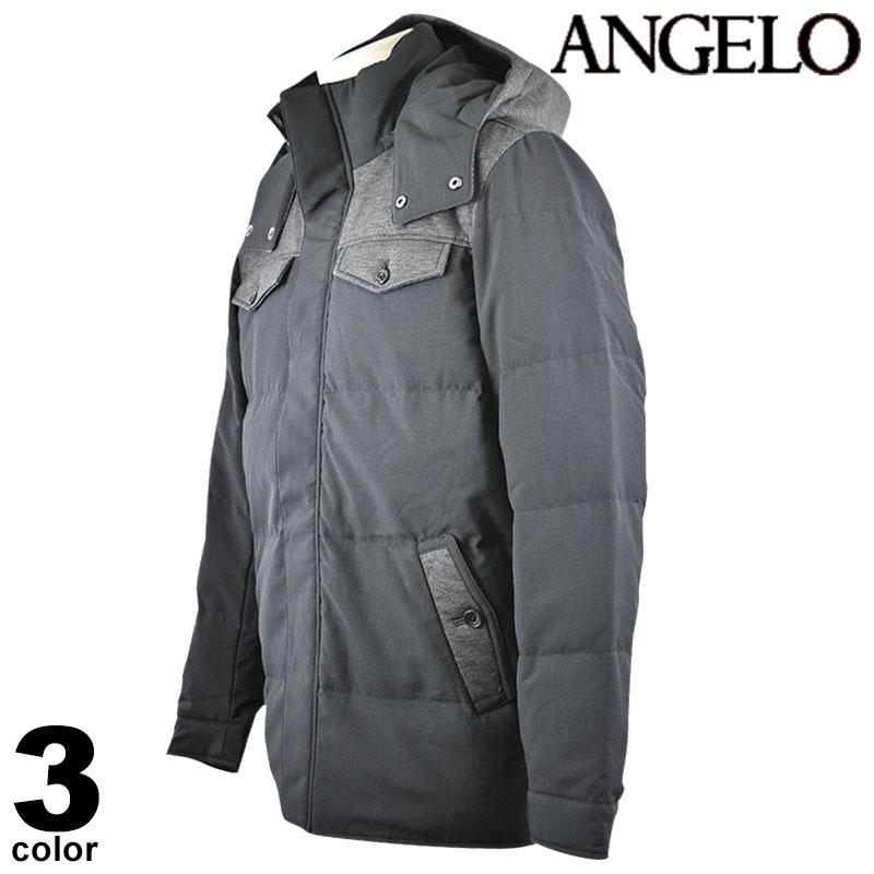 セール 30%OFF ANGELO アンジェロ ダウンジャケット メンズ 秋冬 フード取り外し可能 ダウン ジップアップ ロゴ 35-3102 ...