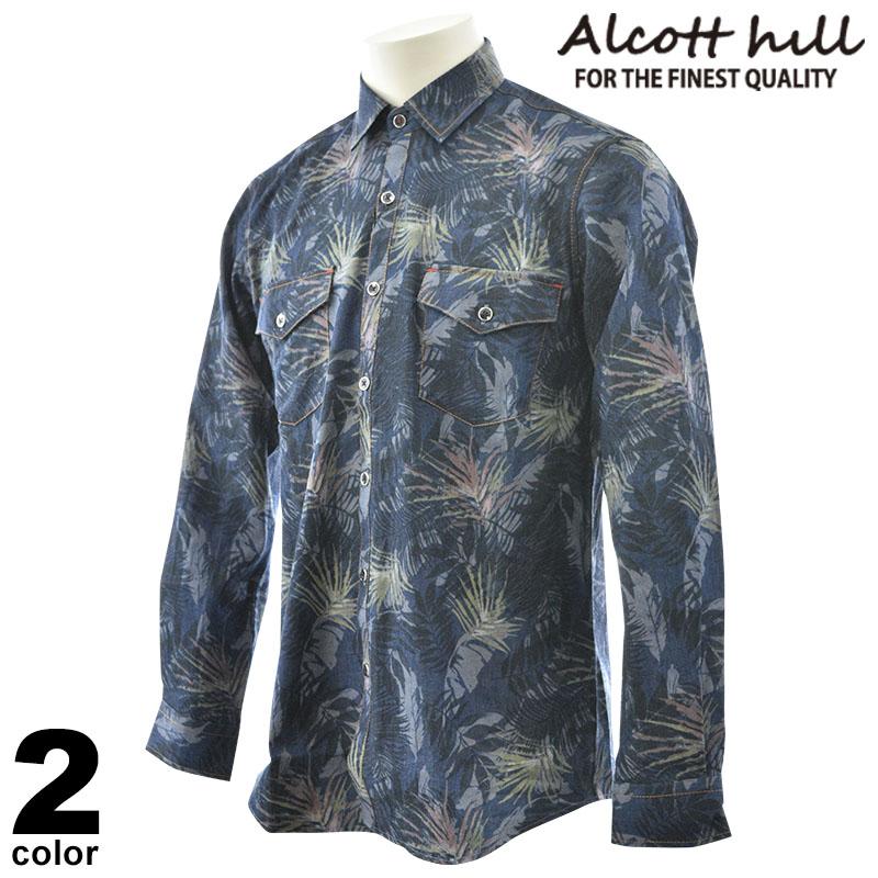 ANGELO ALCOTT HILL アルコットヒル ボタニカルリーフシャツ メンズ 2025春夏 両胸ポケットで実用性 オールシーズン快適に着用 通気性 日本製 51-1002-10 ...