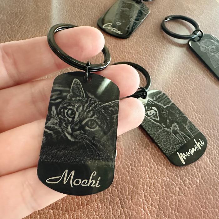 うちの子スケッチ画風ステンレス製タグ キーホルダー 犬 猫 うさぎ ハムスター ペットの写真 オーダーメイド 名入れ カッコイイ メンズ ...