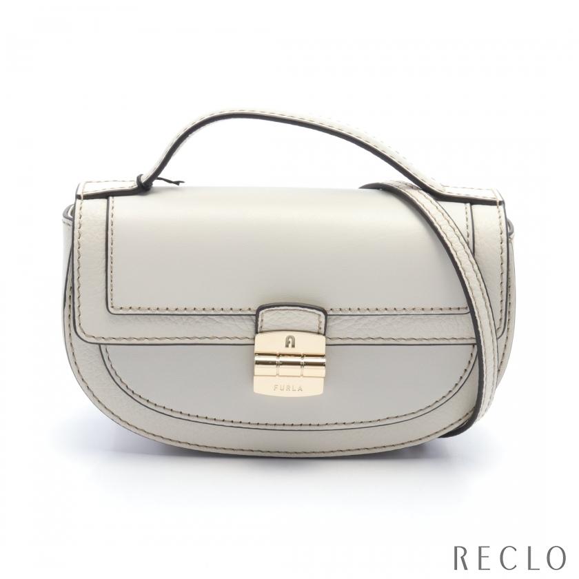 FURLA フルラ CLUB 2 MINI クラブ ミニ ハンドバッグ レザー アイボリー 2WAY WE00606 レディース 中古 ...