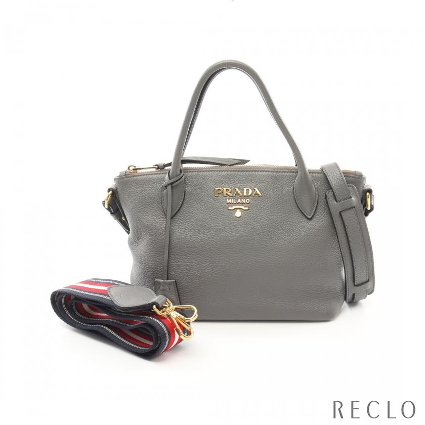 PRADA プラダ VIT DAINO ハンドバッグ レザー グレー 2WAY 1BA111 レディース 中古 : RECLOヤフーショップ - 通販 - Yahoo!ショッピング