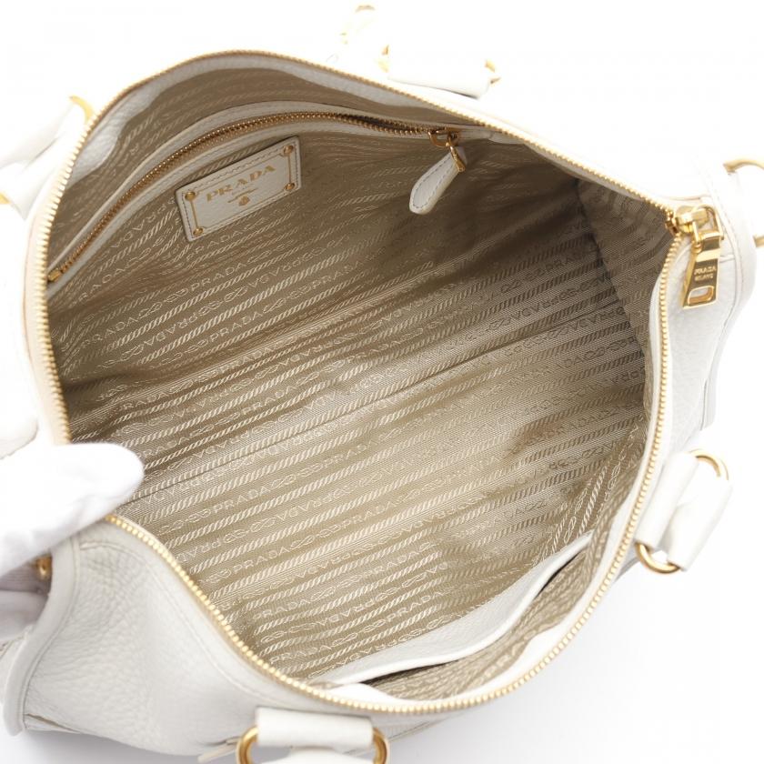 PRADA プラダ VIT.DAINO ハンドバッグ レザー ホワイト 2WAY BL0639 レディース 中古 : RECLOヤフーショップ - 通販 - Yahoo!ショッピング