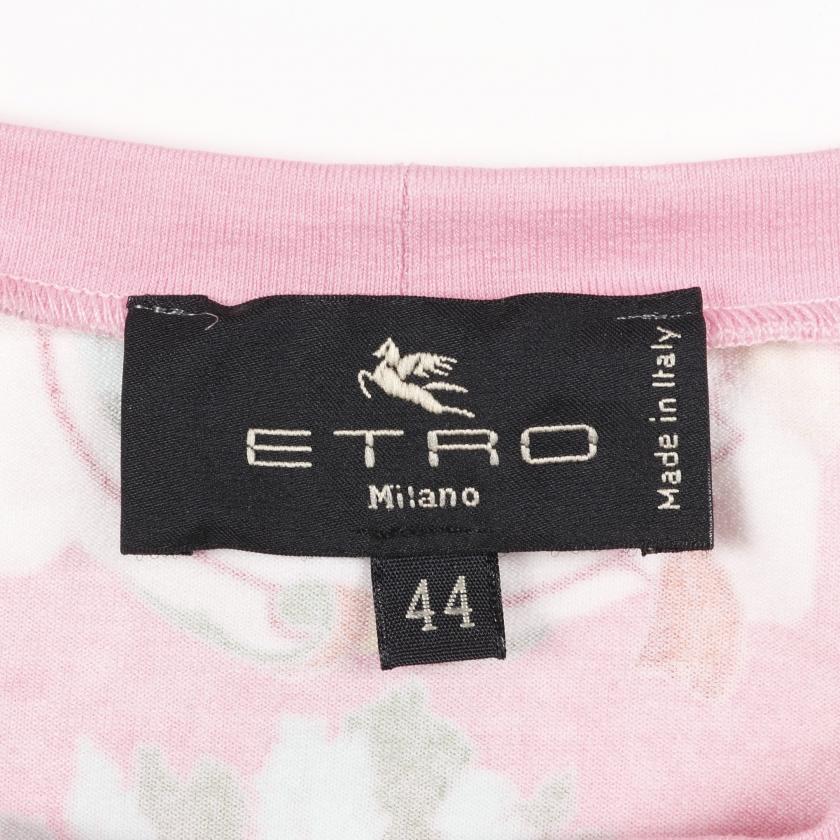 エトロ ETRO Tシャツ クルーネック 総柄 コットン ピンク マルチカラー レディース 中古 : RECLOヤフーショップ - 通販 - Yahoo!ショッピング