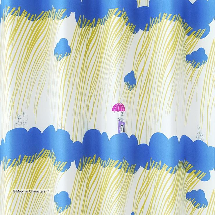 カーテン 日本製 ムーミン MOOMIN RAIN DROPS レインドロップス 2級遮光 ウォッシャブル ブラック ブルー ベージュ 1枚入 ...
