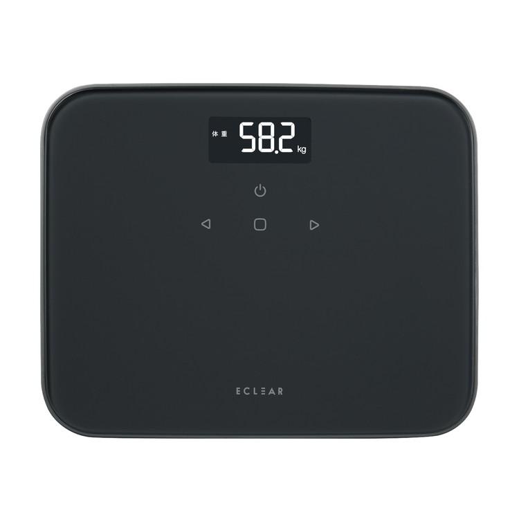 エレコム ELECOM 体重計 ヘルスメーター 乗るだけ 自動認識機能付 100g単位 体重 前回体重差 BMI ECLEAR Plus チャコールブラック HCS-S02BK 代引不可 ...