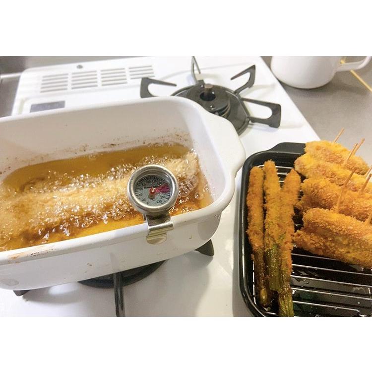 富士ホーロー 角型天ぷら鍋 ホワイト IH対応 TP-20K W 温度計付き バット アミ付き スクエア 四角 コンパクト ミニ 揚げ鍋 揚げ物鍋 琺瑯 ほうろう 白 :fc ...