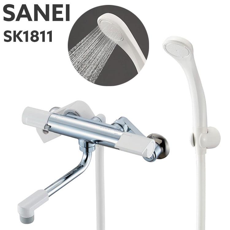 SANEI サーモシャワー混合栓 節水効果約25% ホース1.6m 節水シャワー 断熱ボディ SK1811 ホワイト やけど防止カバー付き : nq-4973987679506 : リコメン堂 ...