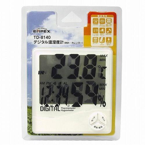 EMPEX エンペックス デジタル 温湿度計 時計/カレンダー ホワイト TD-8140 : リコメン堂 - 通販 - Yahoo!ショッピング