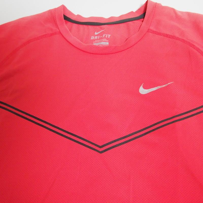 古着 メンズL NIKE/ナイキ ポリエステルTシャツ 半袖 スポーツ ジョギング ランニング トレーニング 蛍光レッド 589677-696 ...