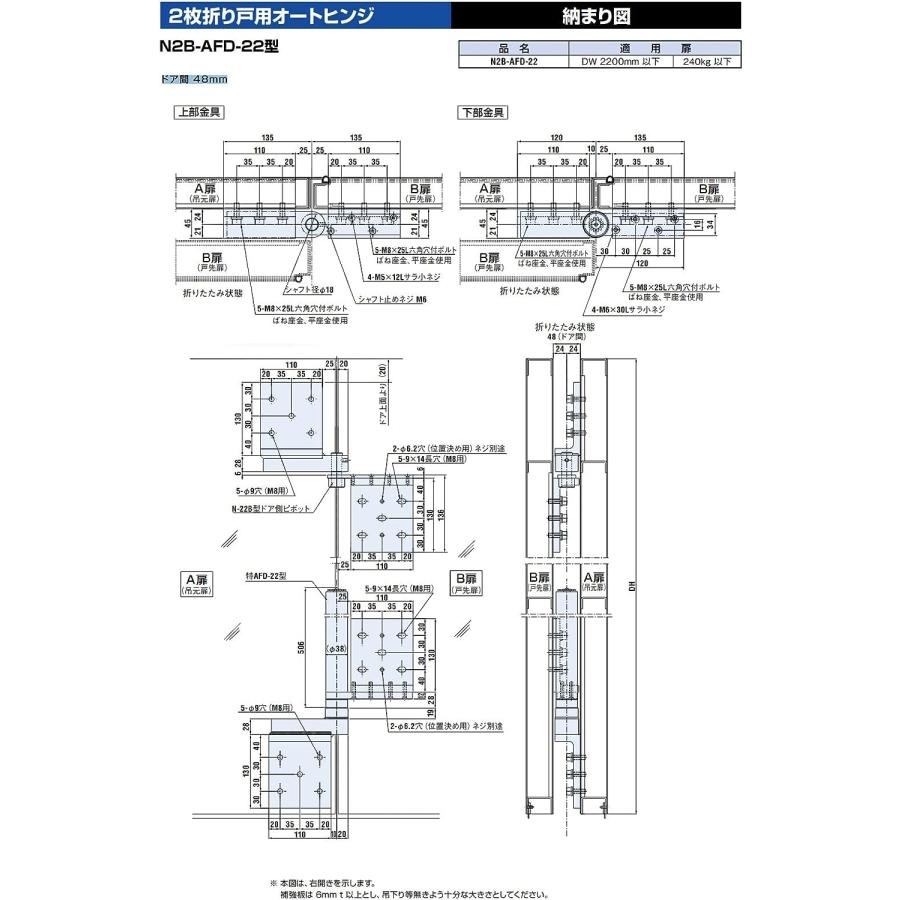 日東工器 遮煙防火2枚折り戸N2B-AFD-22型 折り戸用オートヒンジN2B-ADF-22L-48 ドア間 48mm : リサイクルプロショップ - 通販 - Yahoo!ショッピング