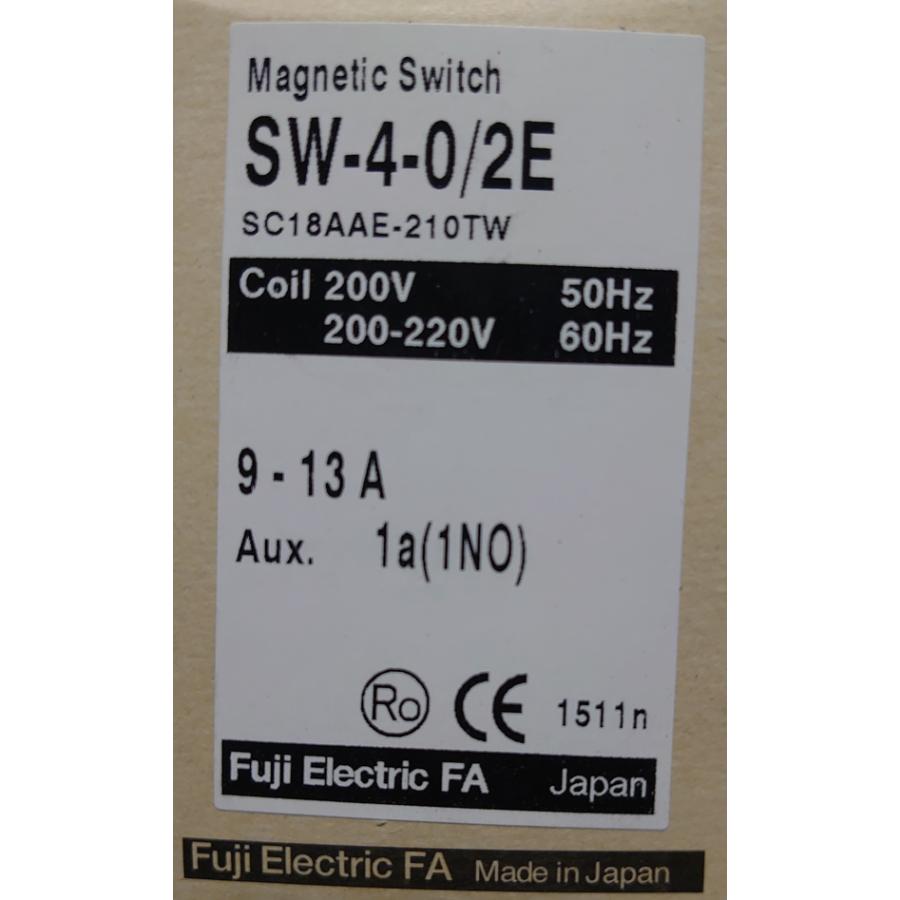 新SC・NEO SCシリーズ【SW-4-0/2E】2Eサーマルリレー付電磁開閉器(ケースカバーなし) コイル定格電圧(200〜220V)6-13A 補助接点：1a(1NO)ブランド名：富士電機 ...