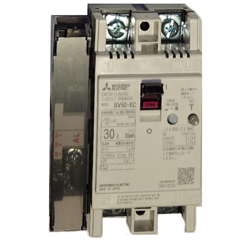三菱電機 NV50-KC 2P 30A 100-200V 30MA W*AL-1LS SLT（警報スイッチ付) KCシリーズ 漏電遮断器 (3極) (AC 100-200V) 縦 形リード 線 ...