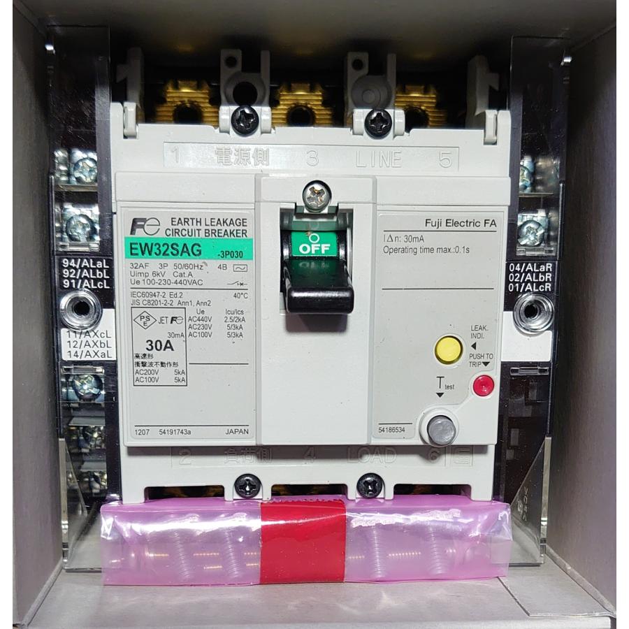 富士電機 汎用形配線用漏電遮断器 G-TWINシリーズ スタンダード品 汎用形 EW32SAG-3P030 4B 定格電流(A)30 定格感度電流(mA)30定格使用電圧： AC100-230 ...