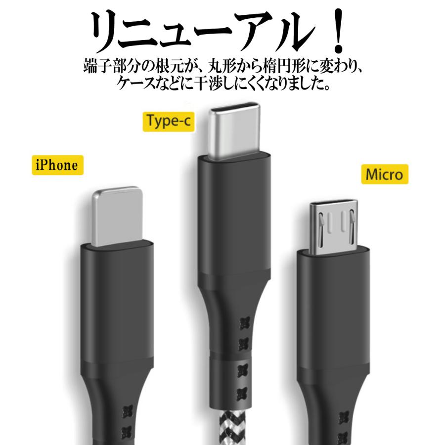 3in1 充電ケーブル タイプc iphone micro type-c アンドロイド android 2本セット : R.B.Shop - 通販 - Yahoo!ショッピング