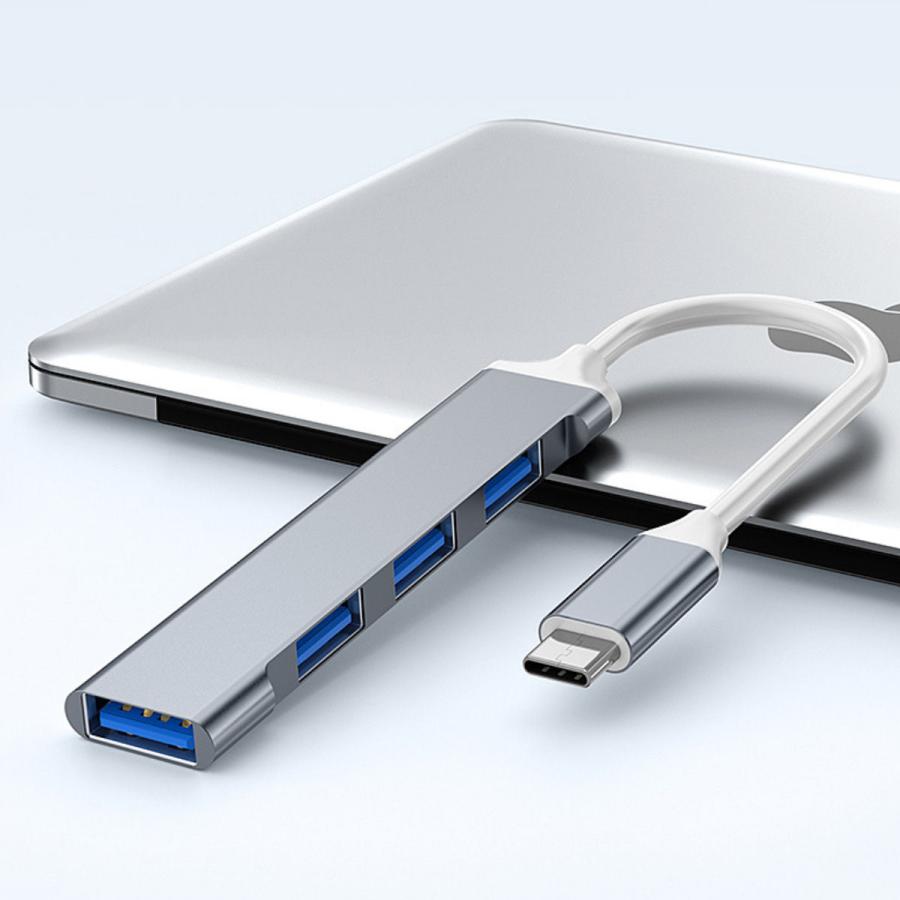 USB ハブ Type-C USB3.0 4ポート タイプC ノートPC パソコン 増設 USBポート usb 4in1 接続 薄型 コンパクト Macbook Windows : R.B ...