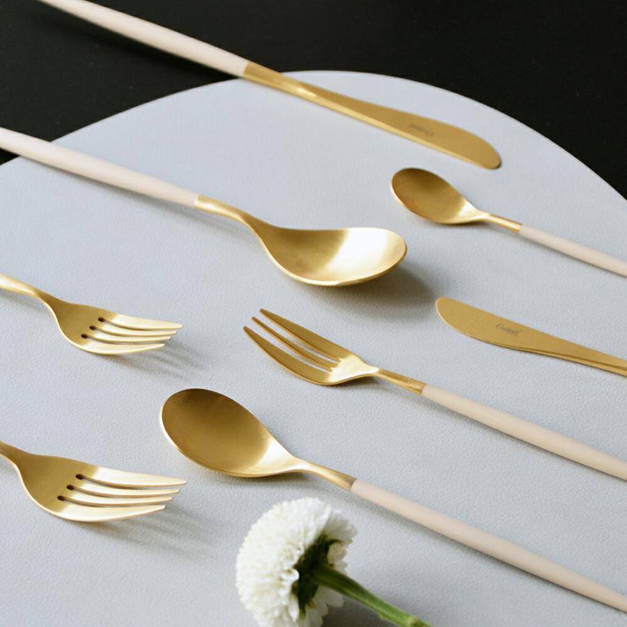 Cutipol MIO アイボリー×ゴールド デザートスプーン 【メール便可 6本まで】【正規品】 ( クチポール ミオ デザートスプーン ...