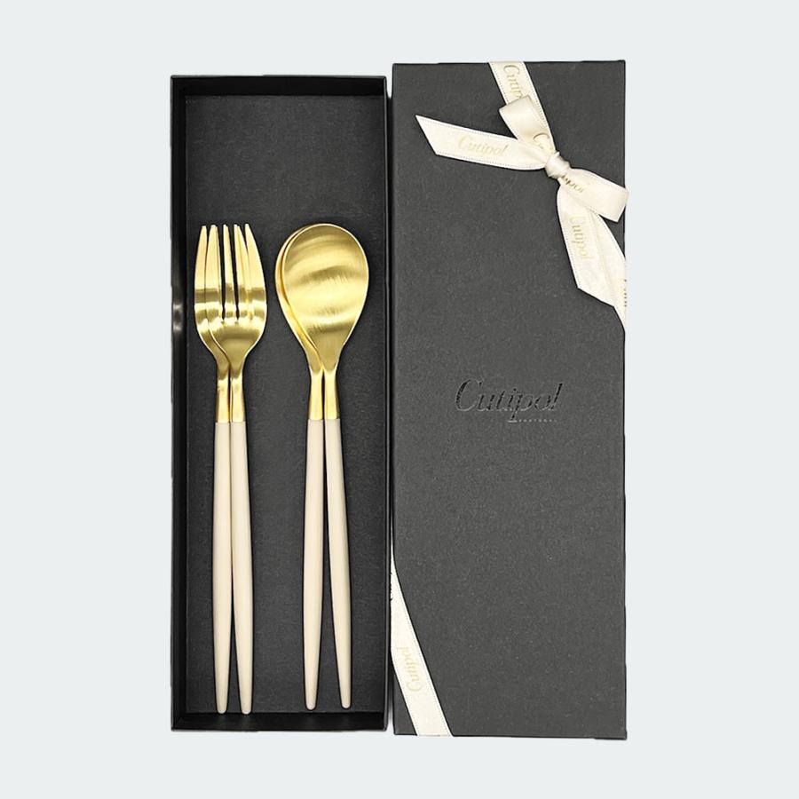 【純正リボン付き】 Cutipol MIO アイボリー×ゴールド デザート4本セット （カジュアルボックス）【正規品】( クチポール ミオ ...