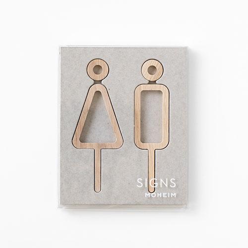 【メール便可】MOHEIM RESTROOM SIGN 2pieces ホワイトオーク ／ ウォルナット ( レストルームサイン サイン モヘ ...