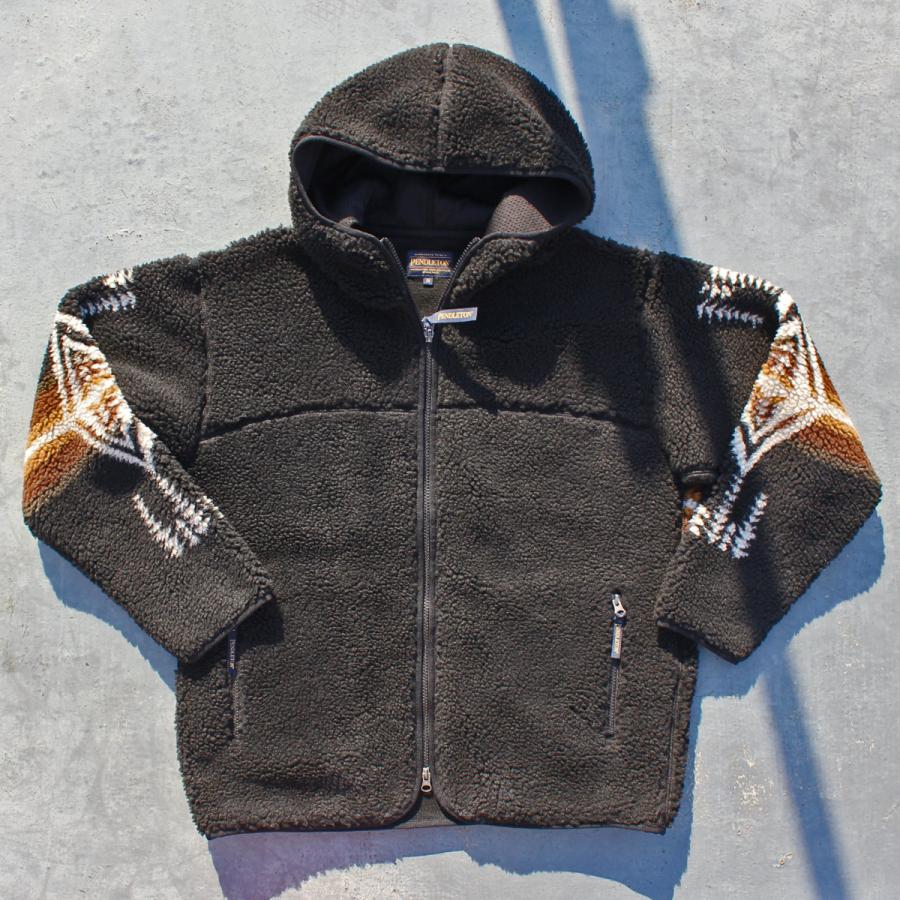 PENDLETON ペンドルトン 3475-3015 Boa Zip Hoodie ボア ジップ フーディー Fleece Parka フリース パーカー Harding Black M-L ...
