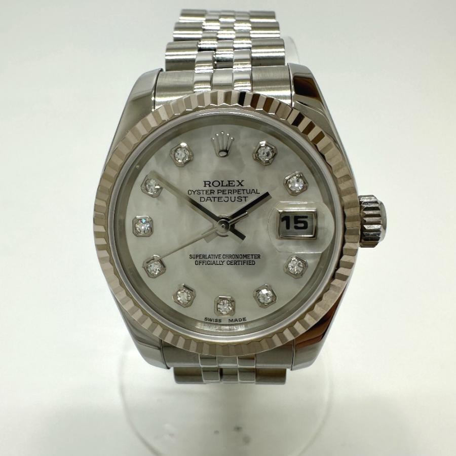 ROLEX（ロレックス） 新品同様 179174G デイトジャスト クリスタル 10PD 自動巻き 腕時計 シルバー レディース【中古 ...