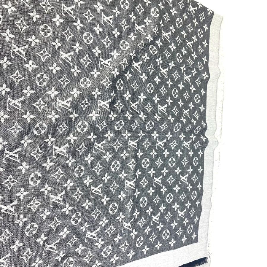 LOUIS VUITTON ルイヴィトン M71378 モノグラム デニム ショール・モノグラム 大判 フリンジ ストールノワール グレー【中古】 : リファレンス コレクション - 通販 ...