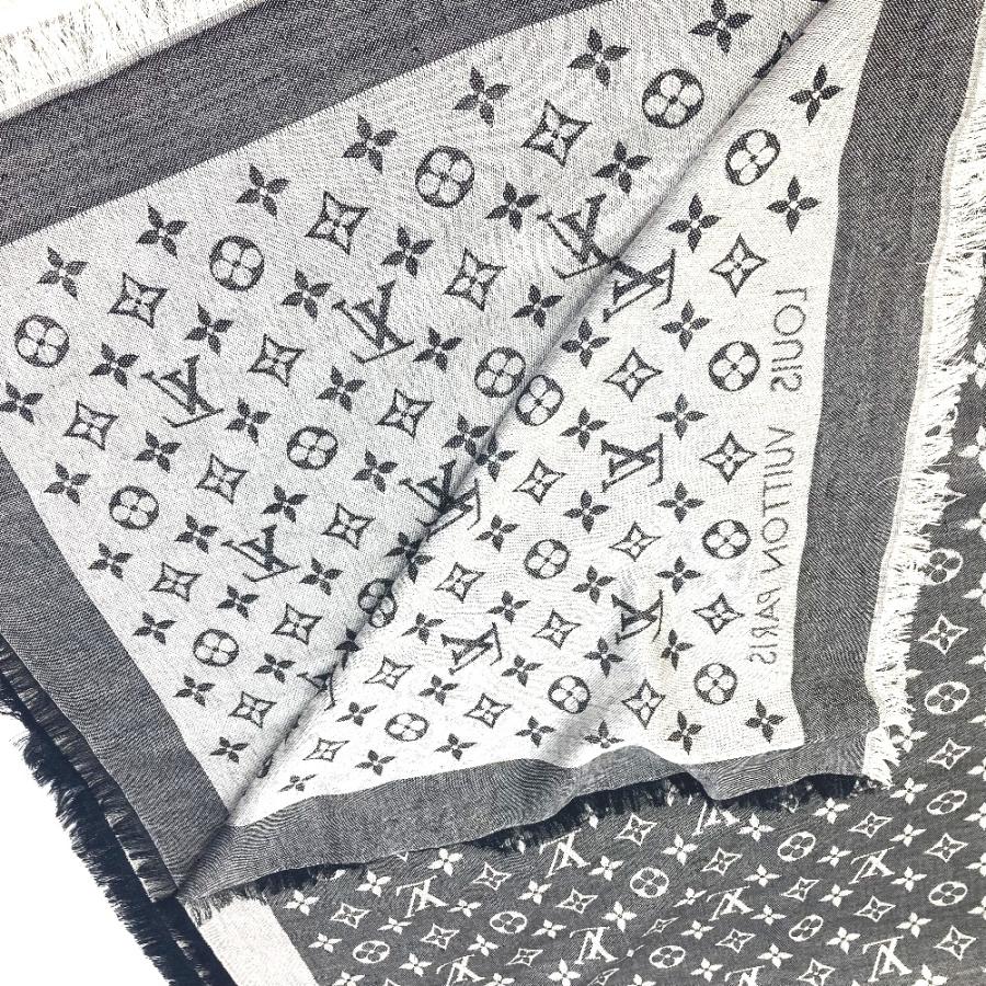LOUIS VUITTON ルイヴィトン M71378 モノグラム デニム ショール・モノグラム 大判 フリンジ ストールノワール グレー【中古】 : リファレンス コレクション - 通販 ...