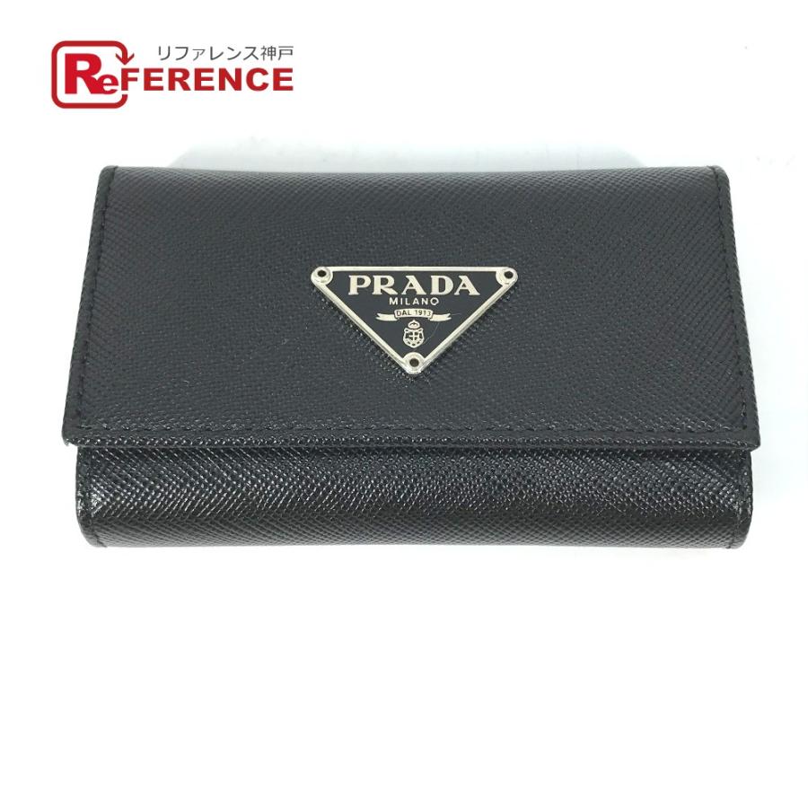 PRADA プラダ M222A 6連 鍵 トライアングルロゴ 三角ロゴ プレート キーケース ブラック レディース【中古】 : e ...