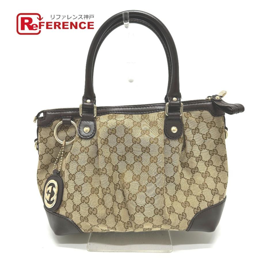 GUCCI グッチ 247902 GG 2WAY ハンドバッグ GGキャンバス/レザー ベージュ レディース【中古】 : g-230725 ...