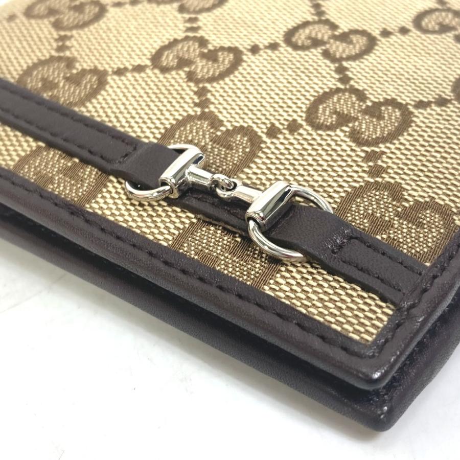 GUCCI グッチ 245773 GG ホースビット コンパクトウォレット 2つ折り財布 GGキャンバス ベージュ レディース【中古 ...