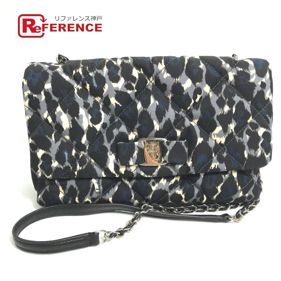 Salvatore Ferragamo サルヴァトーレフェラガモ E834 レオパード チェーン ヴァラ リボン ショルダーバッグ ブラック レディース【中古】 : リファレンス コレクション ...