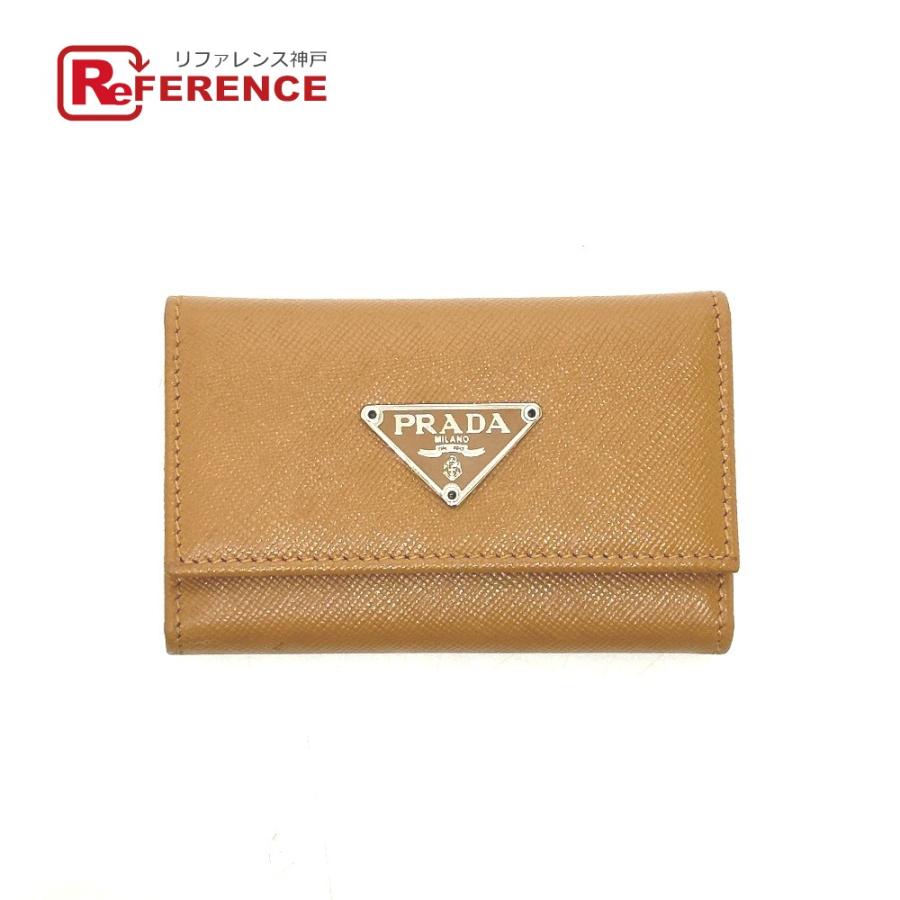 PRADA 未使用 プラダ M222A 6連 トライアングルロゴ 三角ロゴ プレート キーケース ベージュ レディース【中古 ...