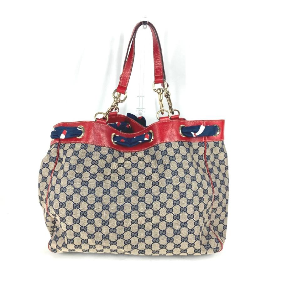 GUCCI グッチ 153033 GG カバン トートバッグ スカーフ付き リボン りぼん ショルダーバッグ ネイビー レディース【中古 ...