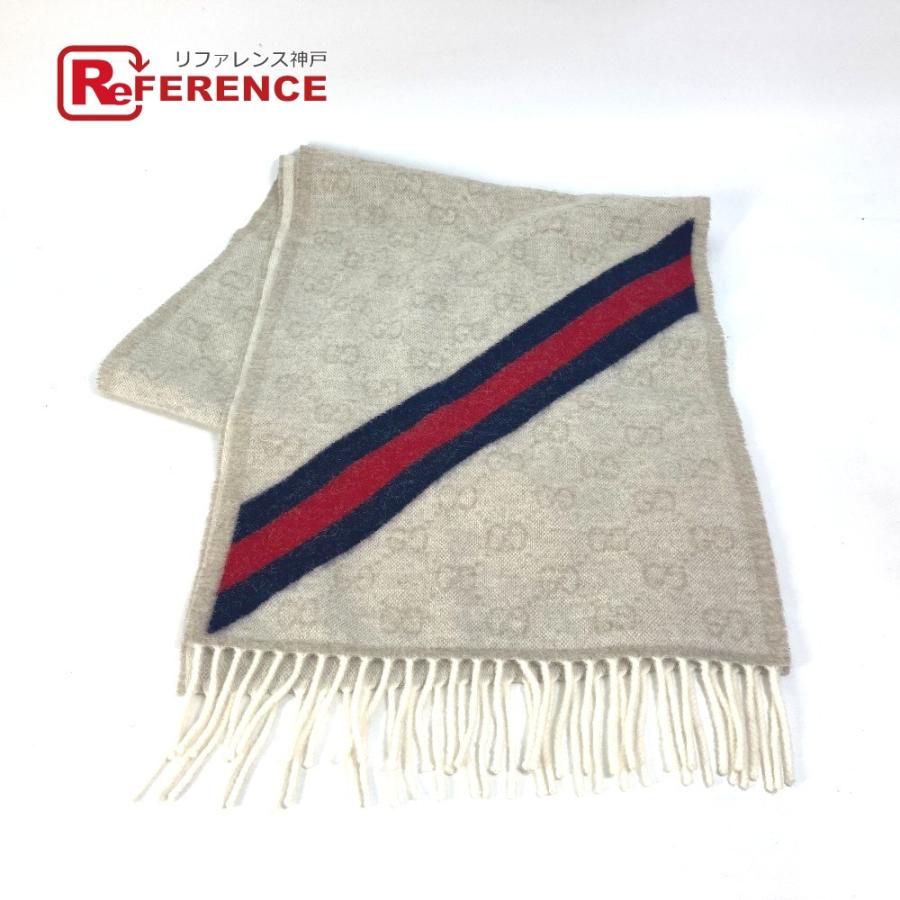 GUCCI グッチ 570603 シェリーライン GG フリンジ マフラー ウール ベージュ系 メンズ【中古】 : リファレンス コレクション ...