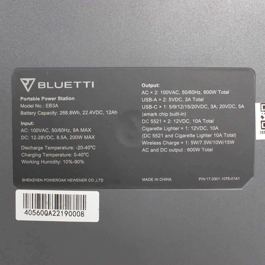 BLUETTI 【美品】BLUETTI EB3A ポータブル電源 268.8Wh/600W 蓄電池 非常用電源 ブルーティ 本体 : リファン Yahoo!ショップ - 通販 - Yahoo ...