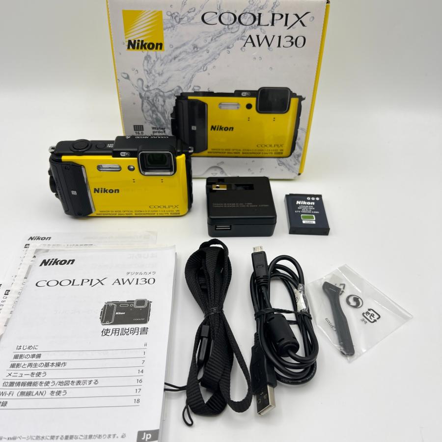【ボーナスストア+5％】Nikon COOLPIX AW130 イエロー コンパクトデジタルカメラ 防水 ニコン クールピクス 本体 : リ ...