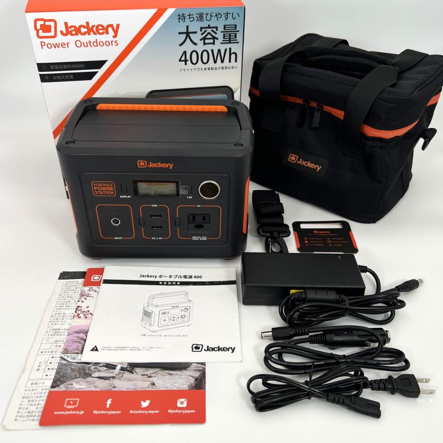 ボーナスストア+5％【美品】Jackery 400 PTB041 専用バッグ付 大容量 ポータブル電源 112200mAh/400Wh 蓄電池 非常用電源 ジャクリ 本体 : 042939 ...