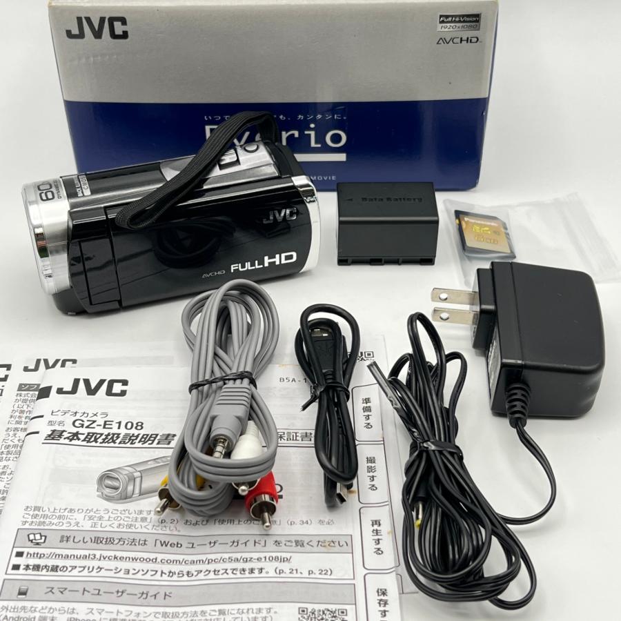 ボーナスストア+5％【美品】JVC Everio GZ-E108-B ブラック 予備バッテリー付き ハイビジョンメモリームービー ビデオカメラ ケンウッド エブリオ 本体 : リファン ...