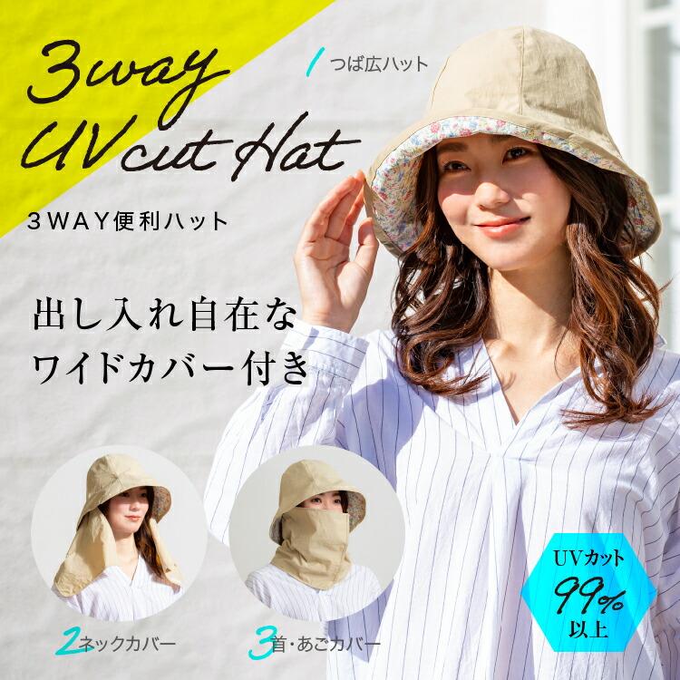 【クーポン】帽子 UVカット レディース 日よけガード 顔 首元 口元 サイズ調整 帽子 uv 3WAY便利ハット プロイデア ドリーム 正規販売店 : レガーロCosmetics Store ...