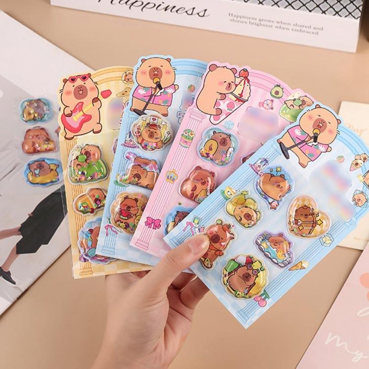 水入りシール 3Dステッカー ぷくぷくシール シール カピバラさん 可愛い ぷっくりシール シール帳 ご褒美シール 小学生 装飾用 DIY用 ...