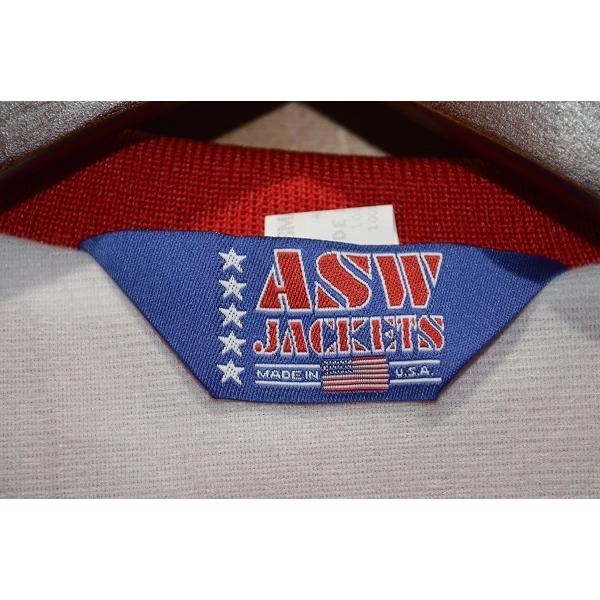 ASW JACKET ナイロン オックスフォード フランネル ライニング ベースボール ジャケット ジャンパー Red Made in USA ...