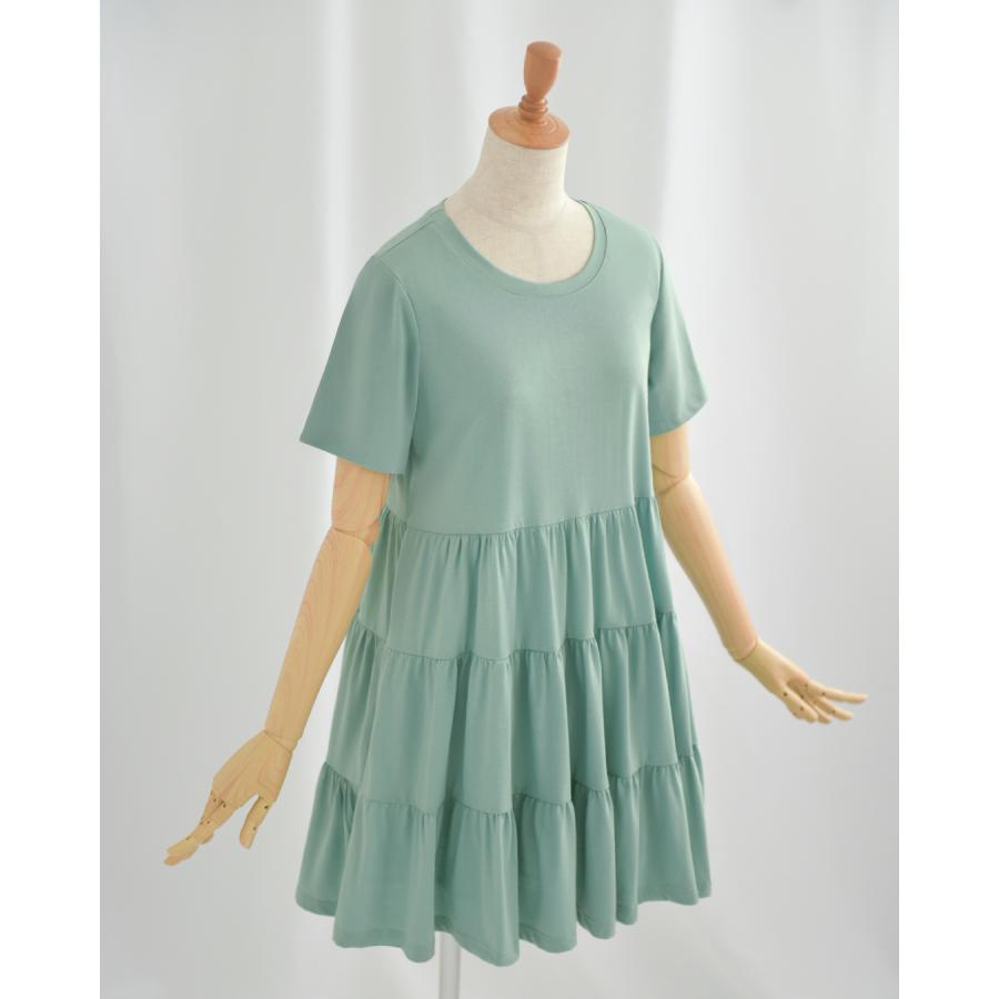 REGINA RISURRE 【ティアード チュニック】春 夏 きれいめ シンプル ママ 半袖 大きいサイズ お家洗い可 高伸縮 30代 40代 50代 ワンピース 専門店 チュニック ...