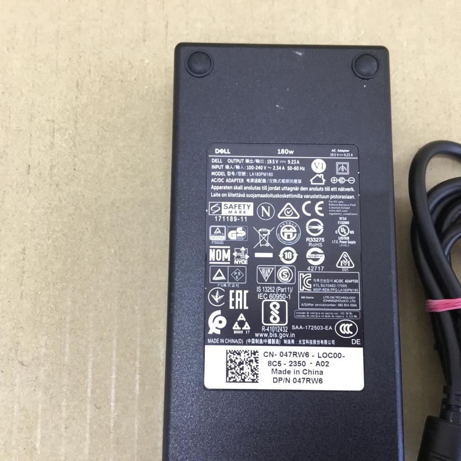 DELL純正 ACアダプターHA180PM180 LA180PM180 DA180PM111 19.5V-9.23A ジャックサイズ：約7 ...