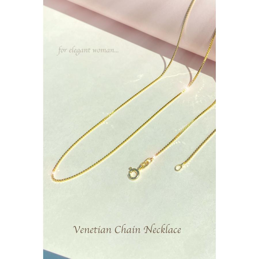 ネックレス チェーン ゴールド レディース ベネチアン シルバー 925 ブランド 銀 金 18 K コーティング [ 1mm 50cm ] 高見え 誕生日 ギフト プレゼント RaHash ...