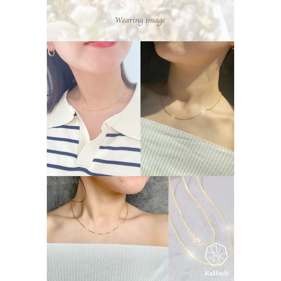 ネックレス チェーン ゴールド レディース ベネチアン シルバー 925 ブランド 銀 金 18 K コーティング [ 1mm 50cm ] 高見え 誕生日 ギフト プレゼント RaHash ...