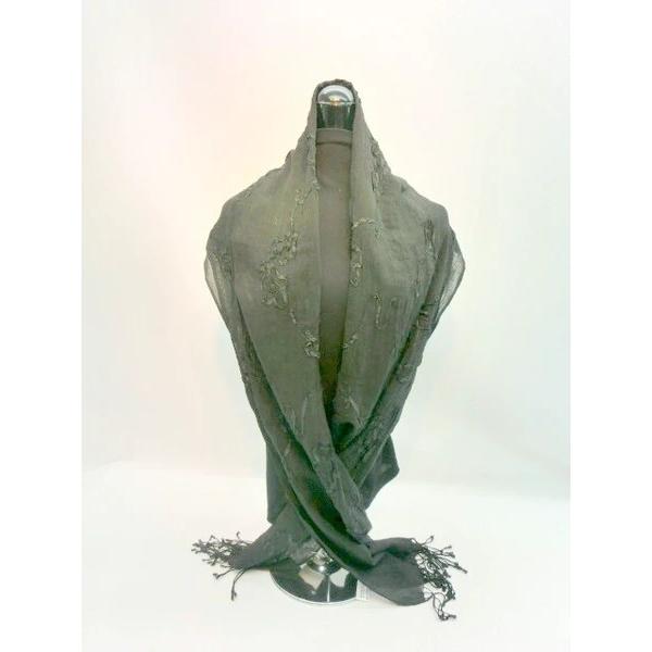 取寄品 コットンシワ加工刺繍入りトストール1枚（ブラック）ショール : stall1-465922-bk : クラフト手芸レネット - 通販 ...