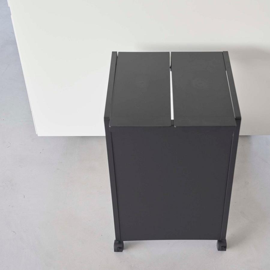 蓋付き目隠し分別ダストワゴン 2分別 タワー ホワイト5975ブラック5976 山崎実業tower キッチン ゴミ箱 分別 ゴミ袋ホルダー ポリ袋 モノトーン 北欧 ふた :58002896 ...